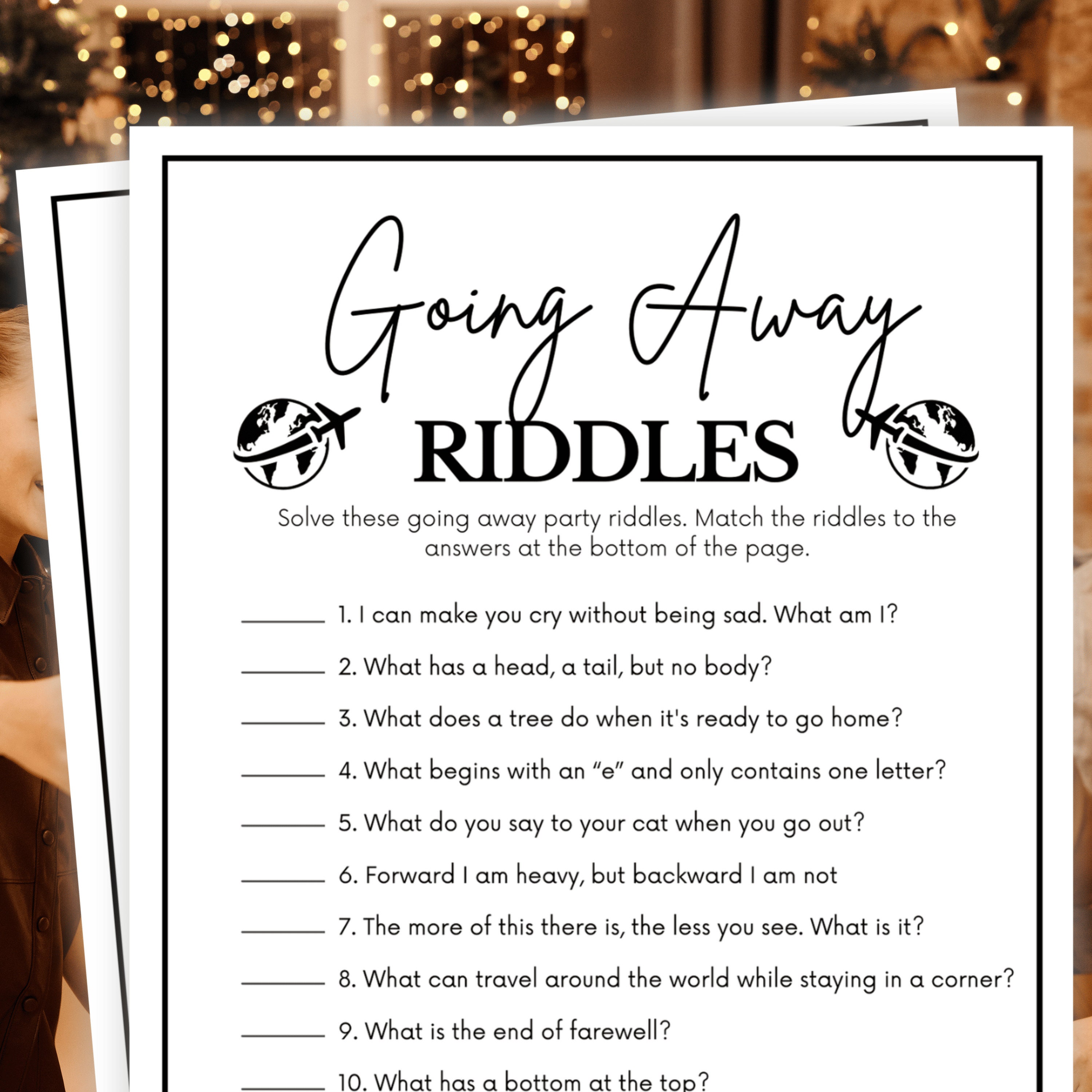 Going Away Party Riddles, Going Away Party Games, Going Away Games ...