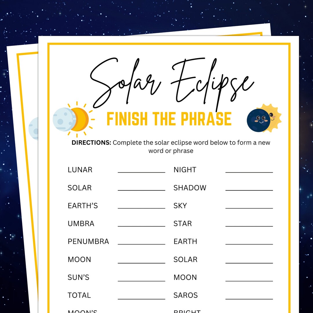 Eclipse Games, Finish the Phrase, Solar Eclipse Games, Party Games ...