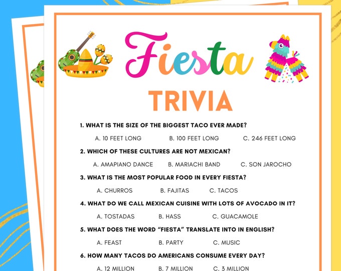 Taco Trivia, Mexican Party Games, Taco Party Games, Fiesta Games ...