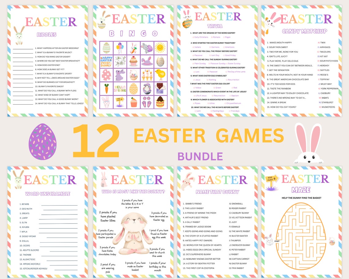 Easter Games, Easter Games Bundle, Printable Easter Games, Party Games ...
