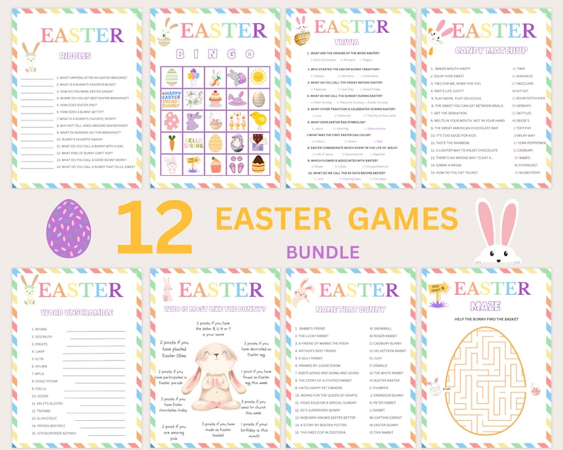 Easter Games, Easter Games Bundle, Printable Easter Games, Party Games, Easter Party Games ...