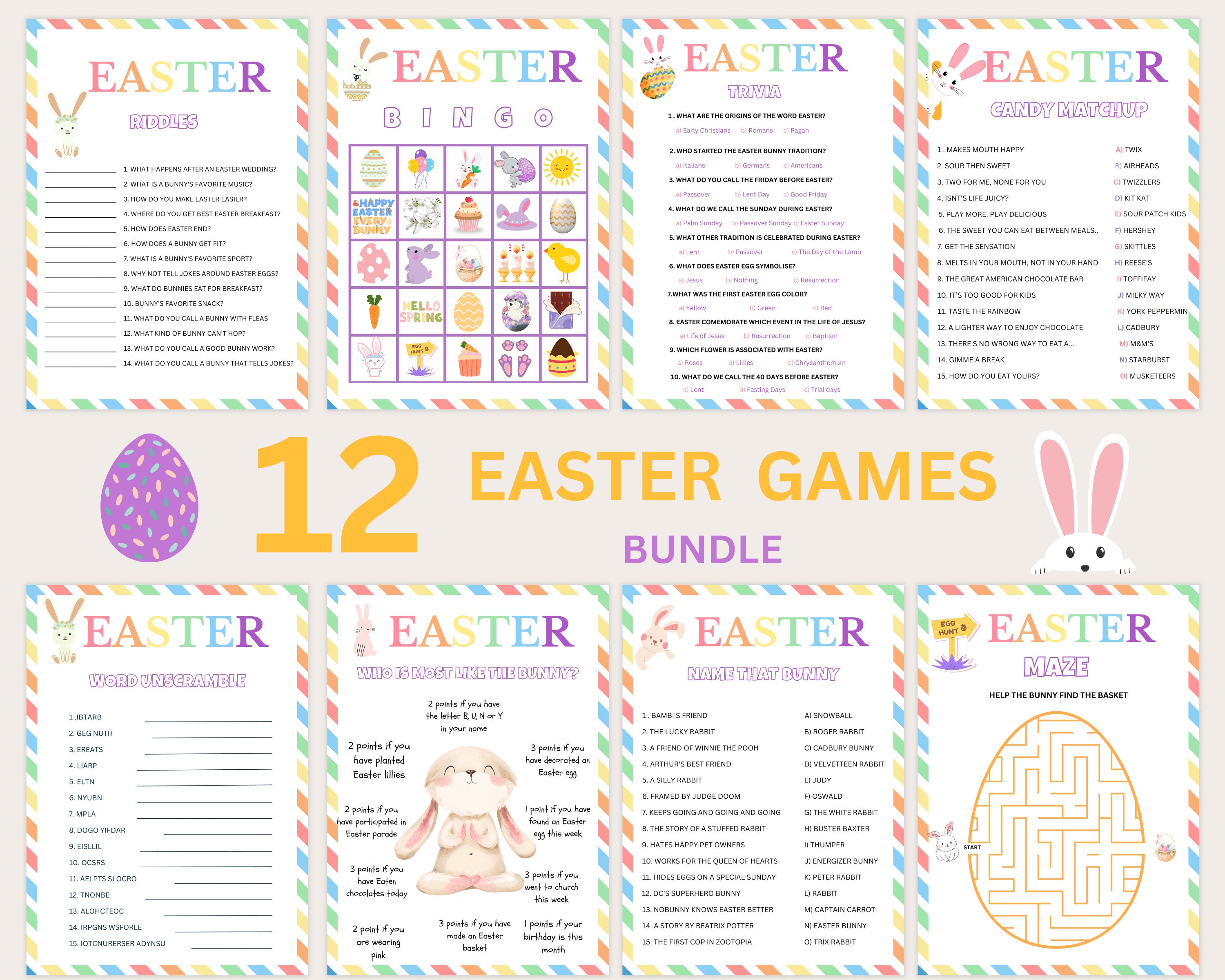 Easter Games, Easter Games Bundle, Printable Easter Games, Party Games ...