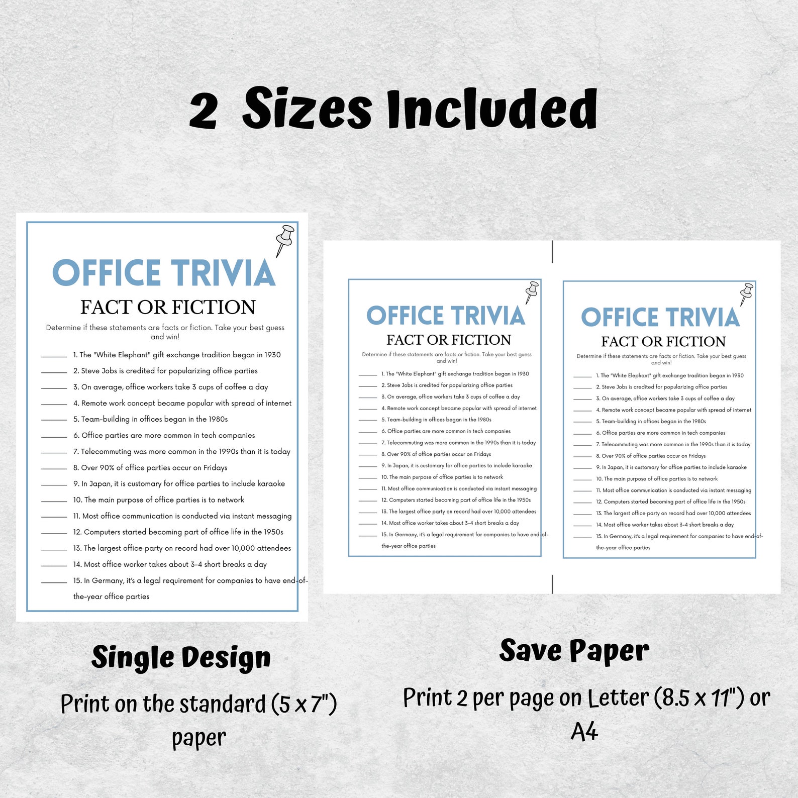 Office Trivia, Office Fact or Fiction Trivia, Work Party Games, Happy ...