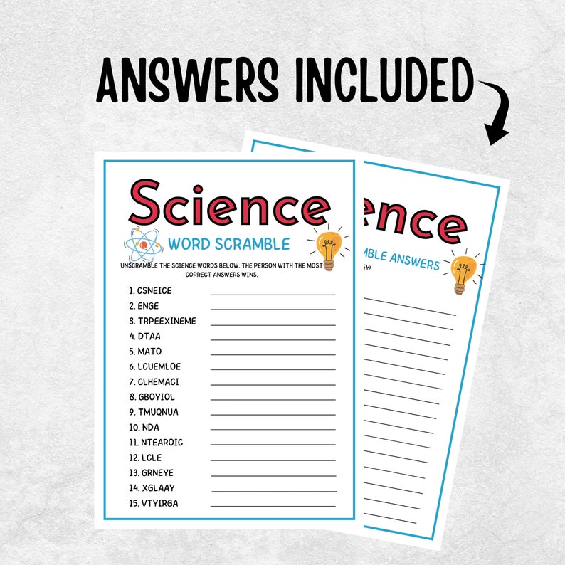 Science Games, Word Scramble, Classroom Games, Birthday Game for Kids ...