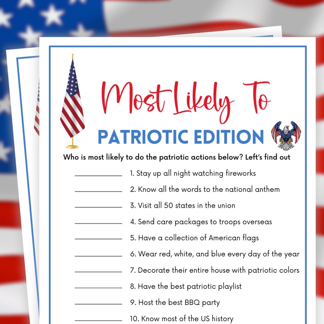 Patriotic Games, Most Likely To, Labor Day Game, Veterans Day Games ...