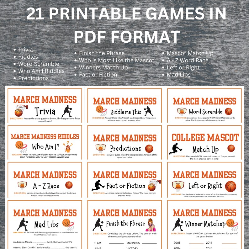 March Madness Games, 21 Games SUPER Bundle, Basketball Games, College ...