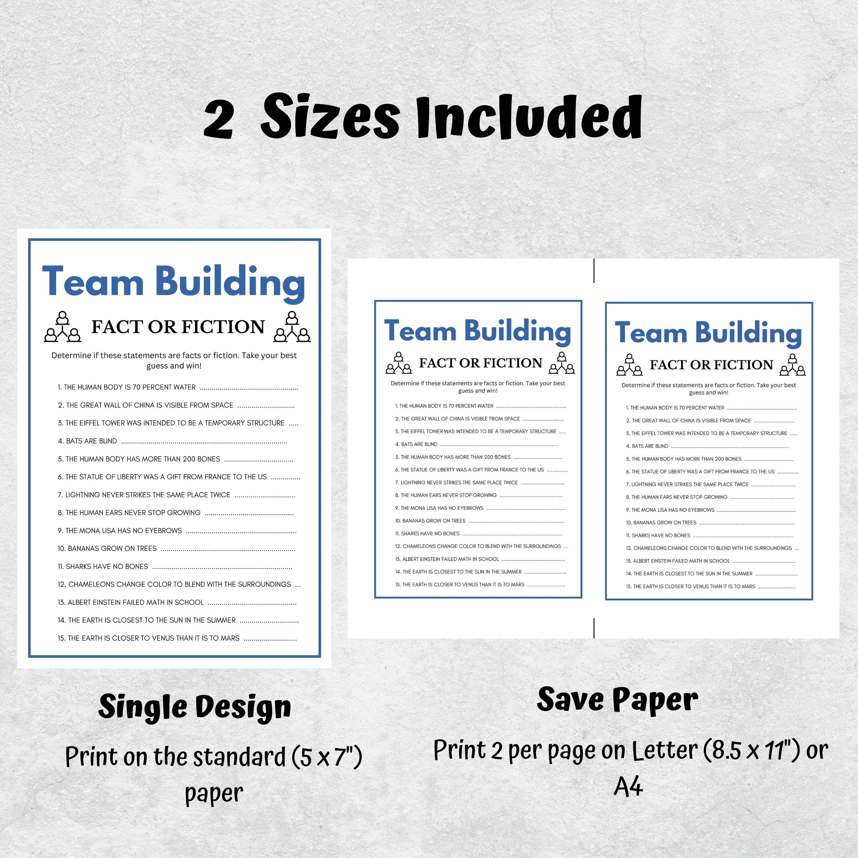 Team Building Fact or Fiction Trivia, Team Building Games, Party Games ...