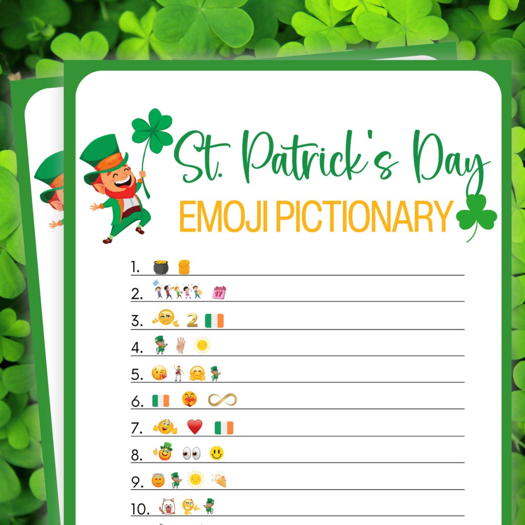 St Patrick Day Games, St Patricks Day Emoji Pictionary, St Paddy's Day ...