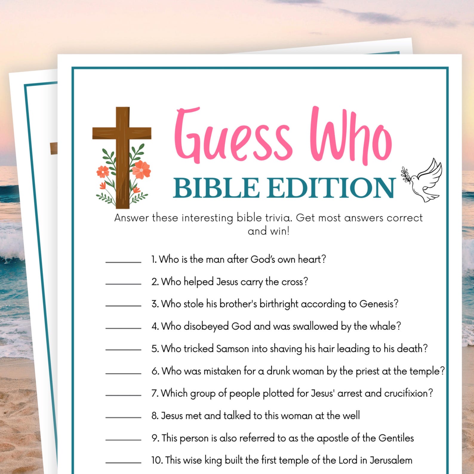 Bible Games, Guess Who Bible Trivia, Bible Study Games, Bible Games for ...