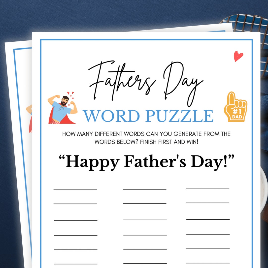 Fathers Day Games, Fathers Day Word Puzzle, Happy Fathers Day Word ...