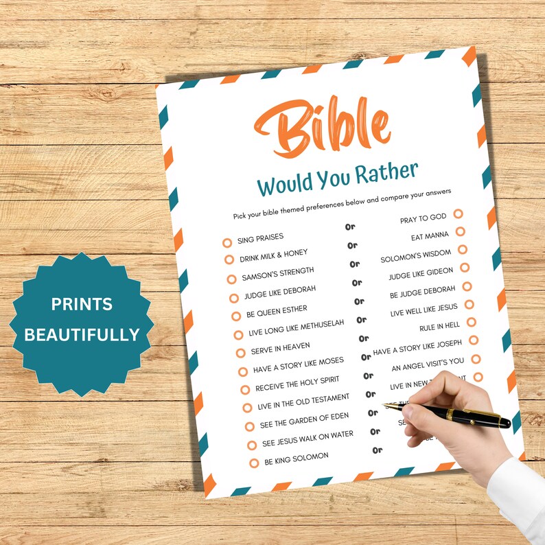 Bible Games, Would You Rather, Bible Games for Kids, Bible Games for ...