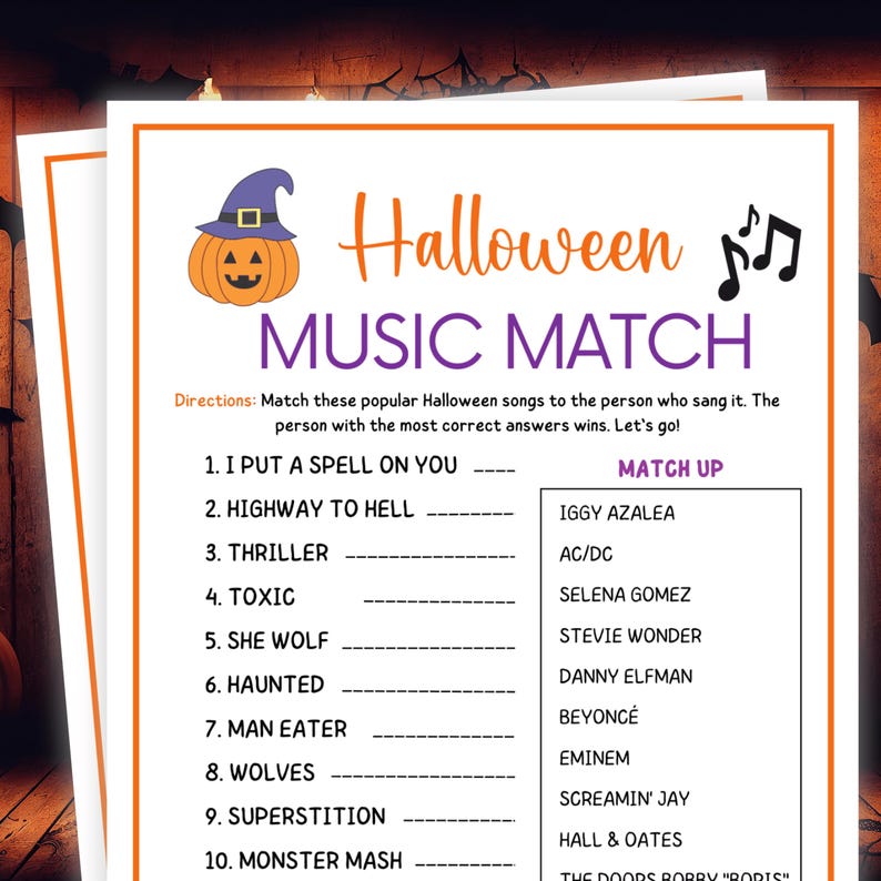 Halloween Games, Music Match, Halloween Party Games, Halloween Party ...