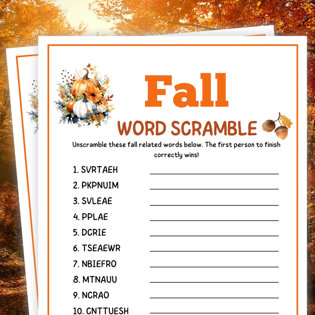 Fall Games, Word Scramble, Fall Party Games, Autumn Games, Fall Games ...