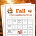 Fall Games, Find Someone Who BINGO, Fall Game for Kids & Adults, Autumn ...