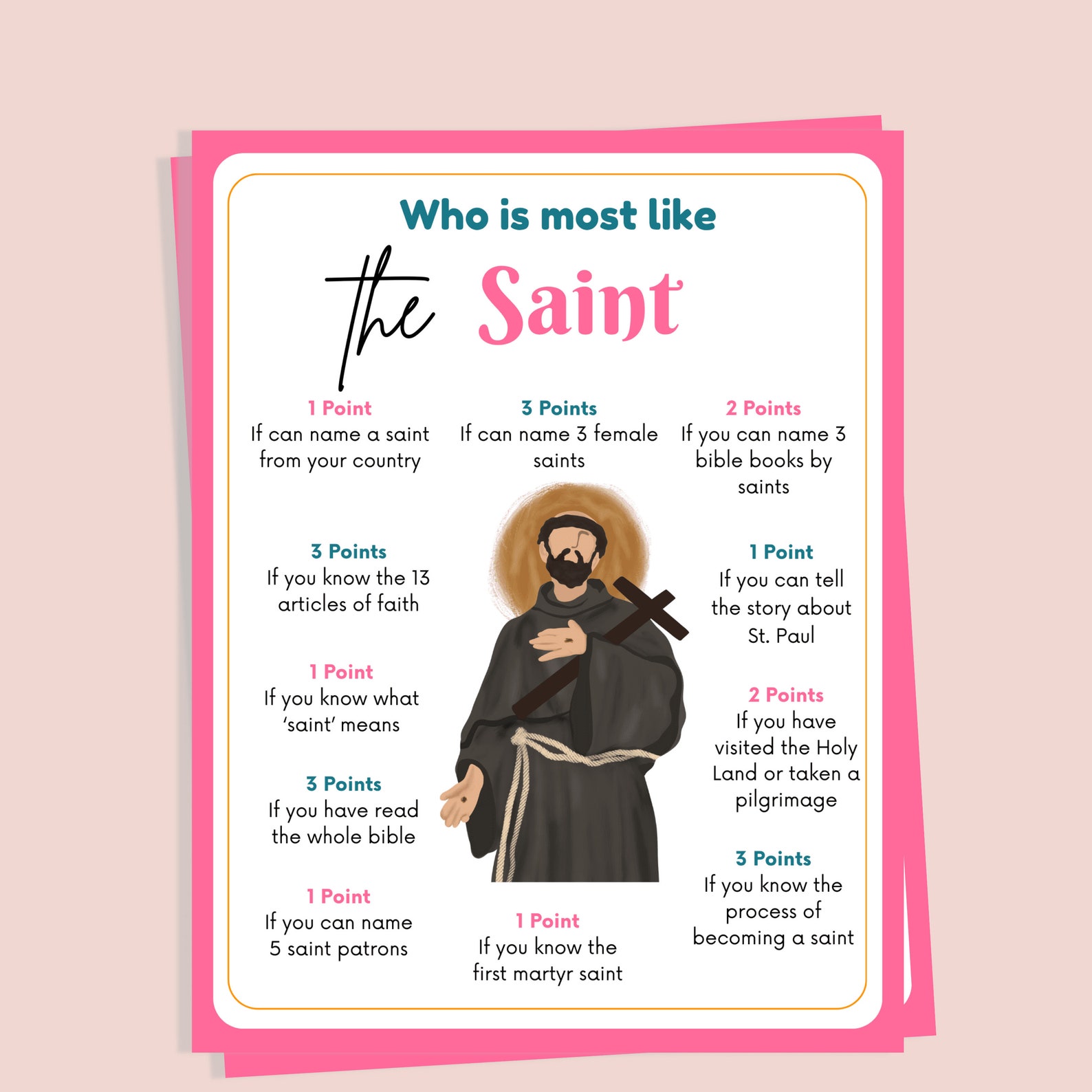 Bible Game, Printable Who is Most Like the Saint Game, All Saints Day ...