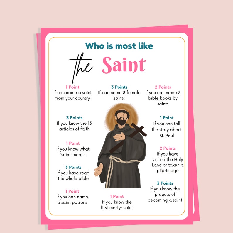 Bible Game, Printable Who is Most Like the Saint Game, All Saints Day ...