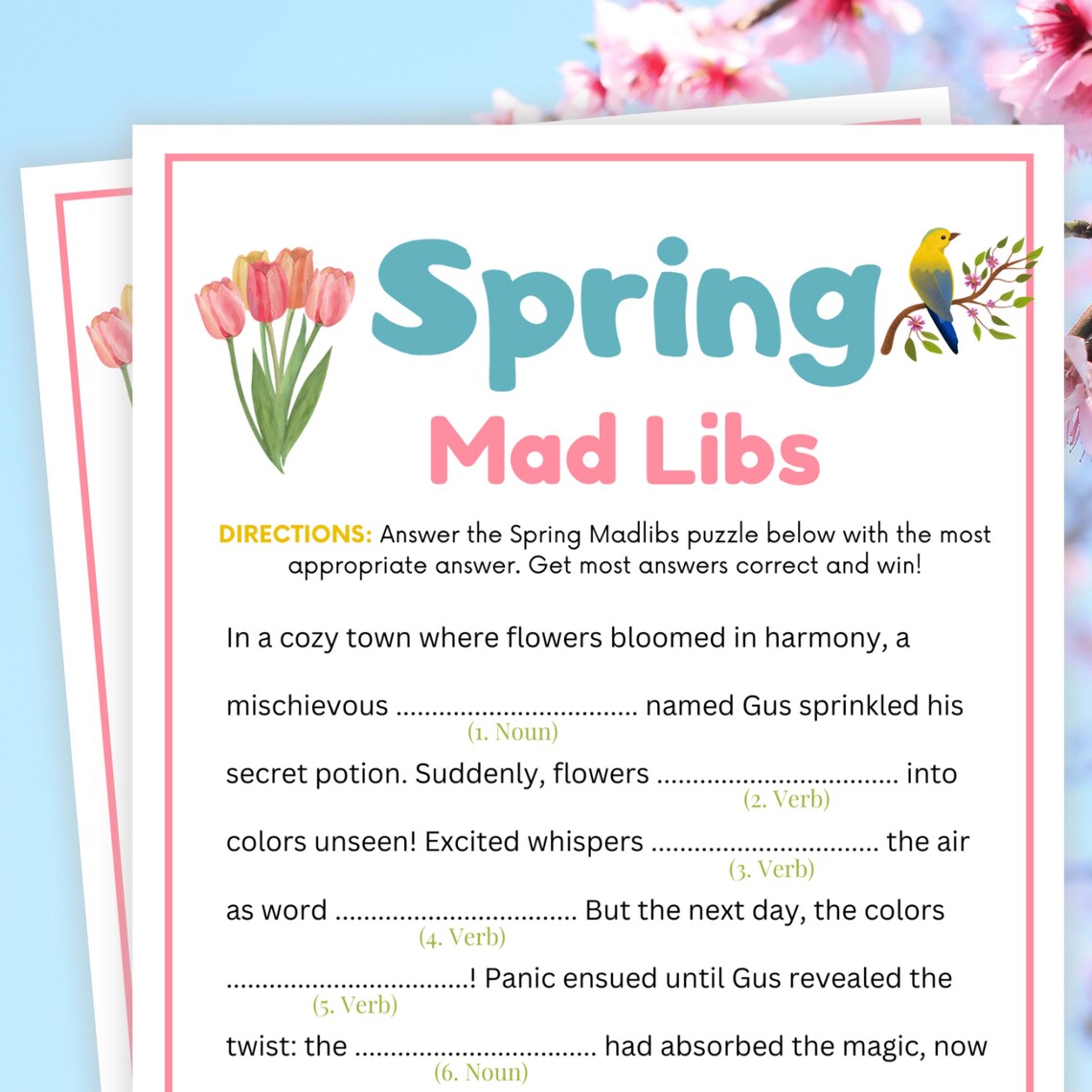 Spring Games, Madlibs, Spring Bedtime Story for Kids, Spring Party ...