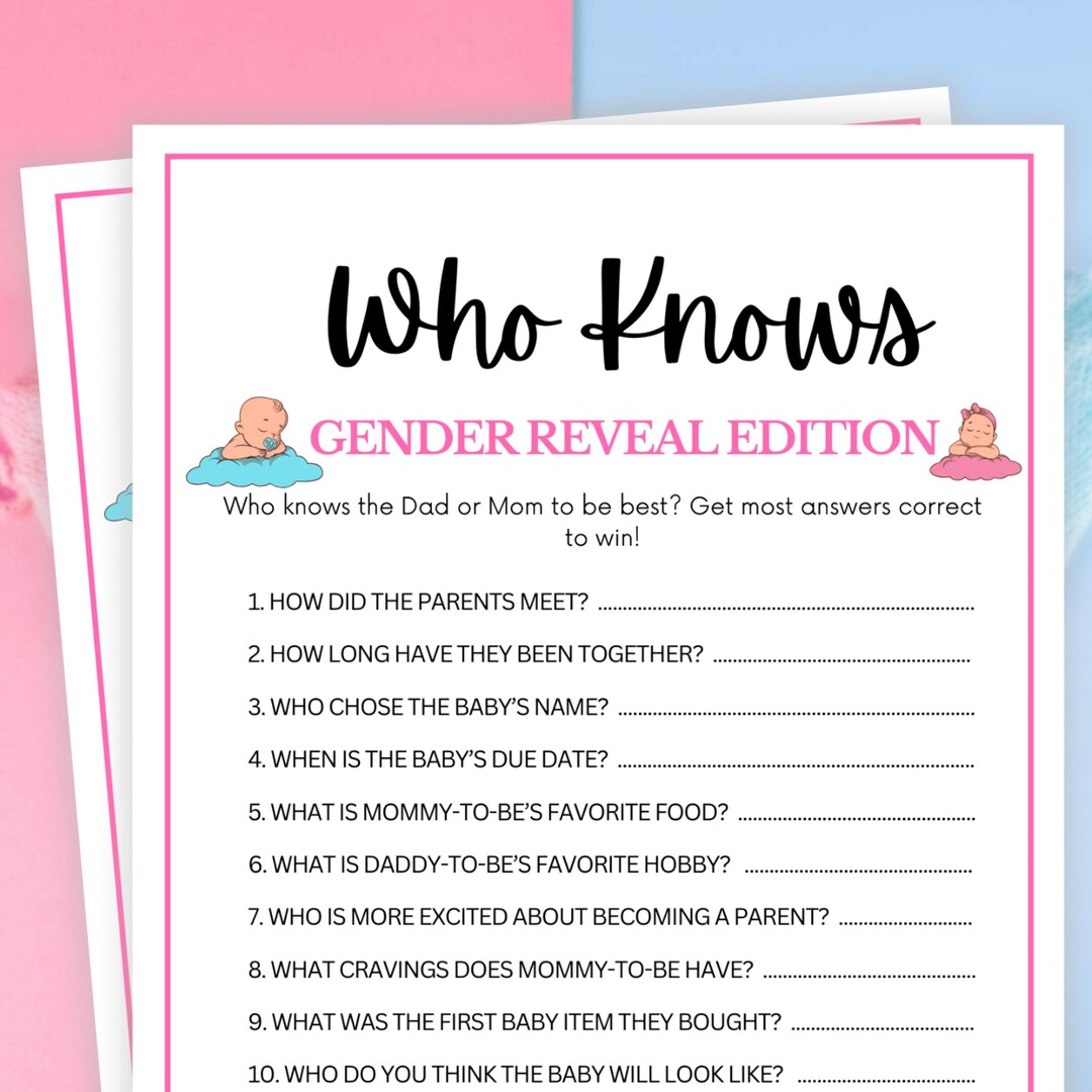 Gender Reveal Games, Who Knows, Blue Pink Gender Reveal, Boy or Girl ...