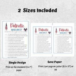 Patriotic Riddles, Who Am I, Patriotic Party Games, Patriotic Birthday ...