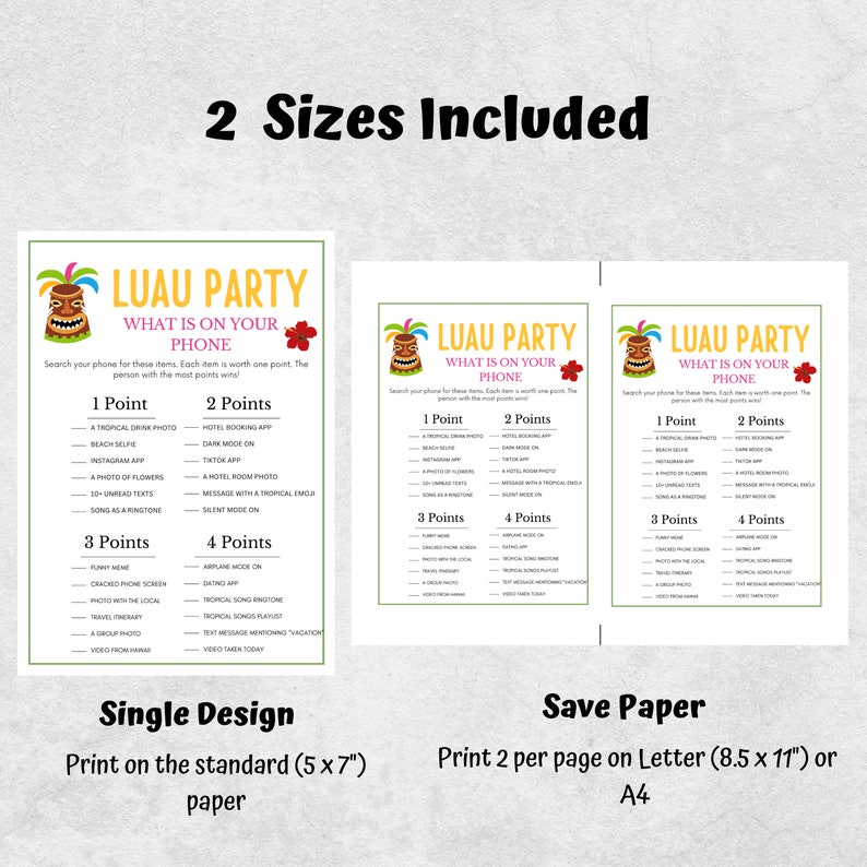 Luau Party Games, What is on Your Phone, Luau Birthday Party Games ...