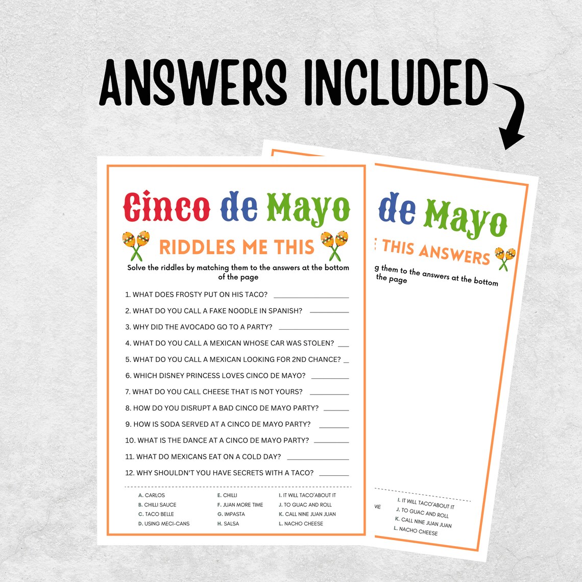 Cinco De Mayo Trivia, Riddles, Cinco De Mayo Party Games for Classroom ...