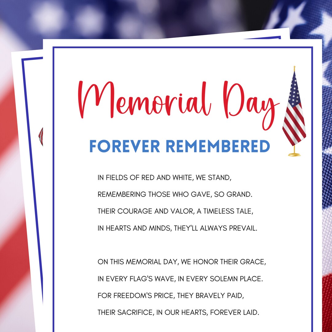 Memorial Day Games, Forever Remembered Poem, Memorial Day Party Games ...