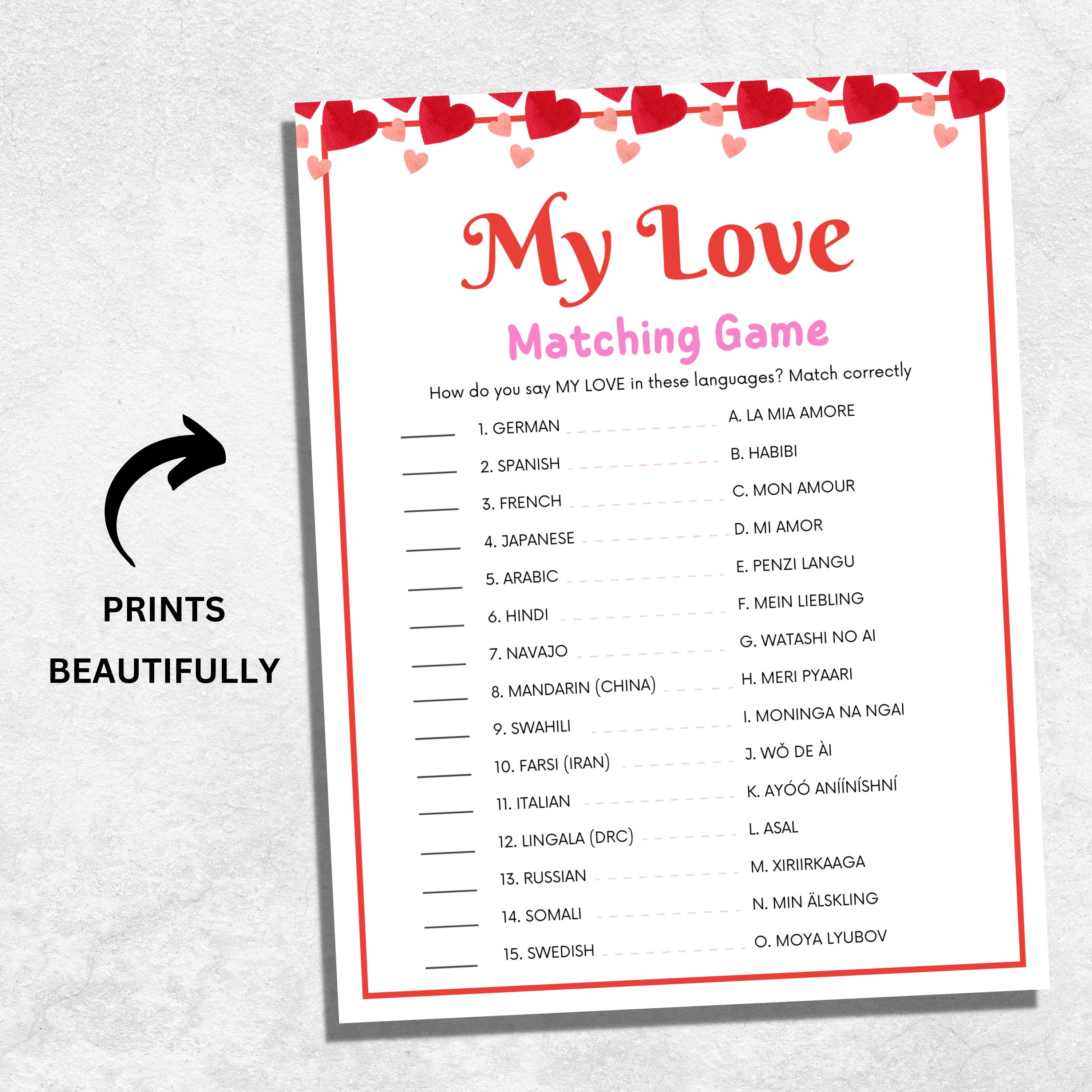 My Love Matching Game, Valentines Day Games, My Love Around the World ...