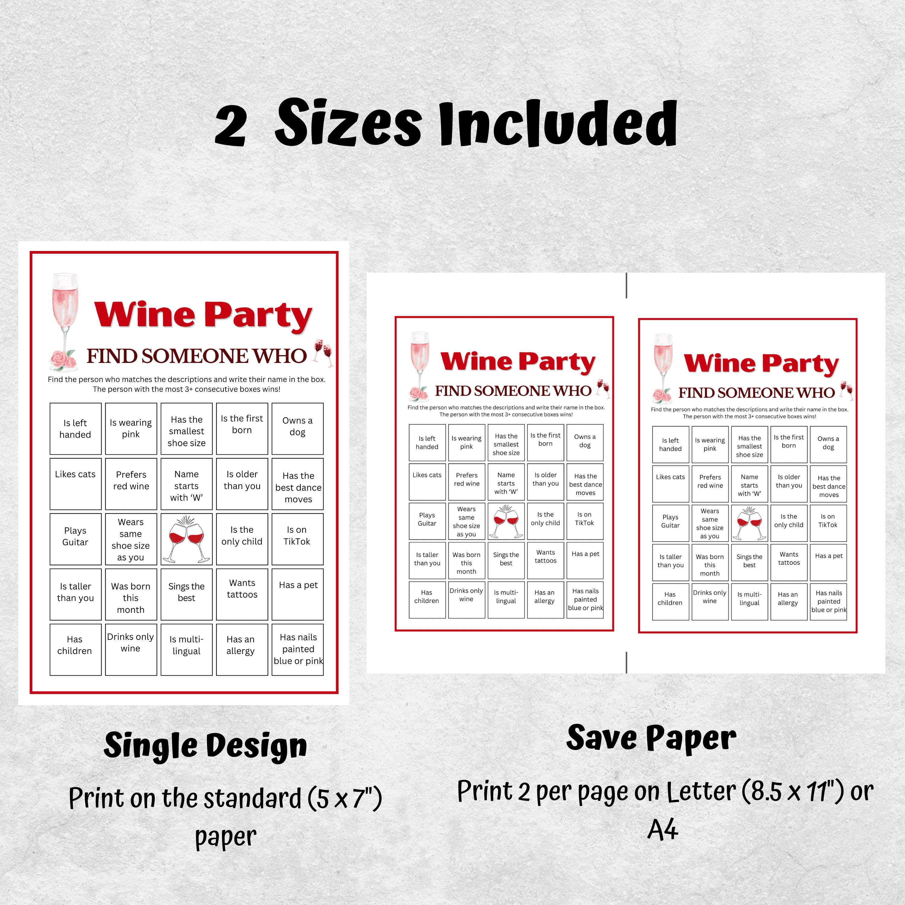 Find Someone Who Wine Party Game, Wine Party Games, Wine Games, Wine ...