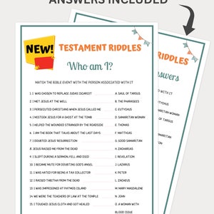 Bible Riddles, New Testament Riddles, Bible Games, Womens Ministry ...