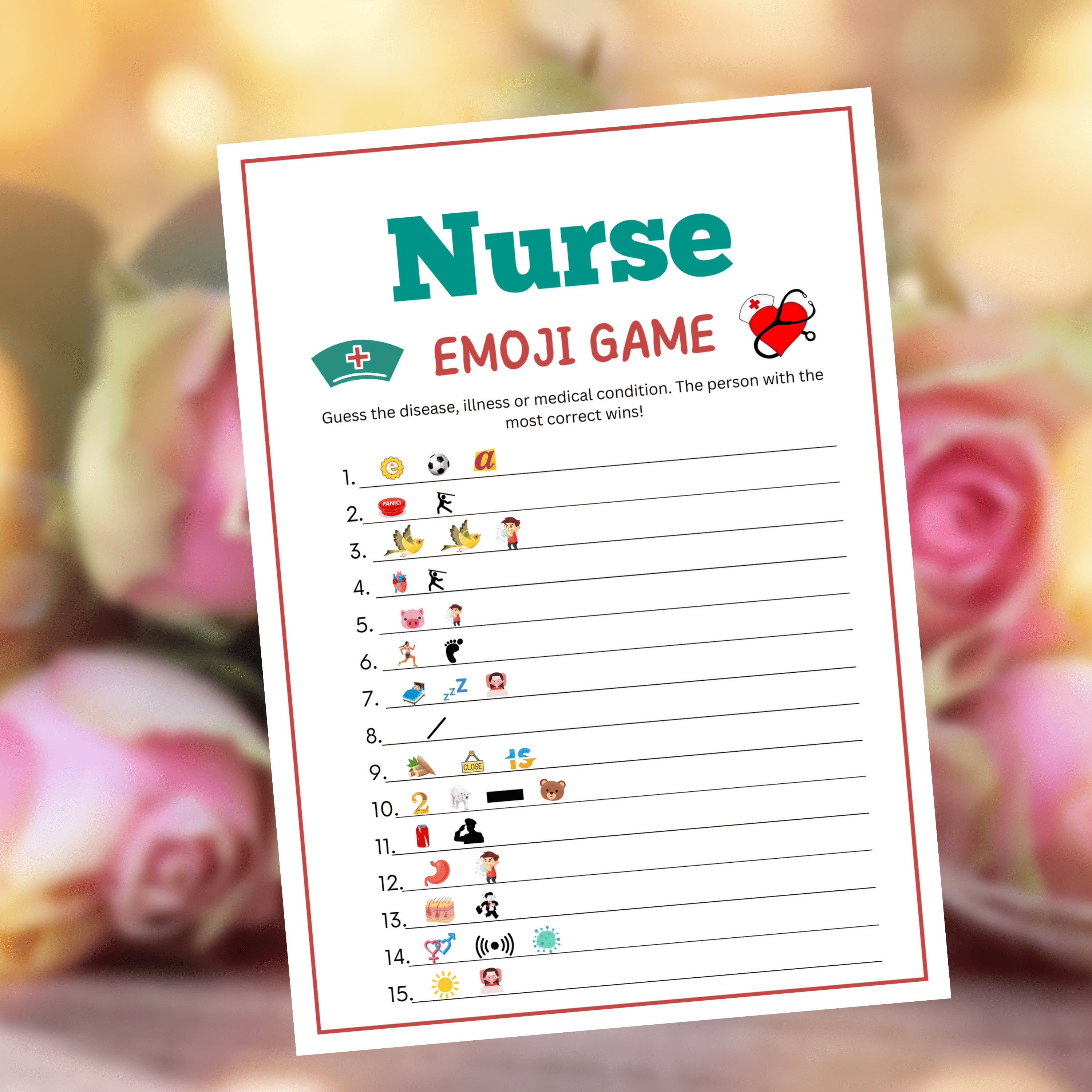 Nurse Games, Nurse Emoji Pictionary, Nurse Party Games, Nurse ...