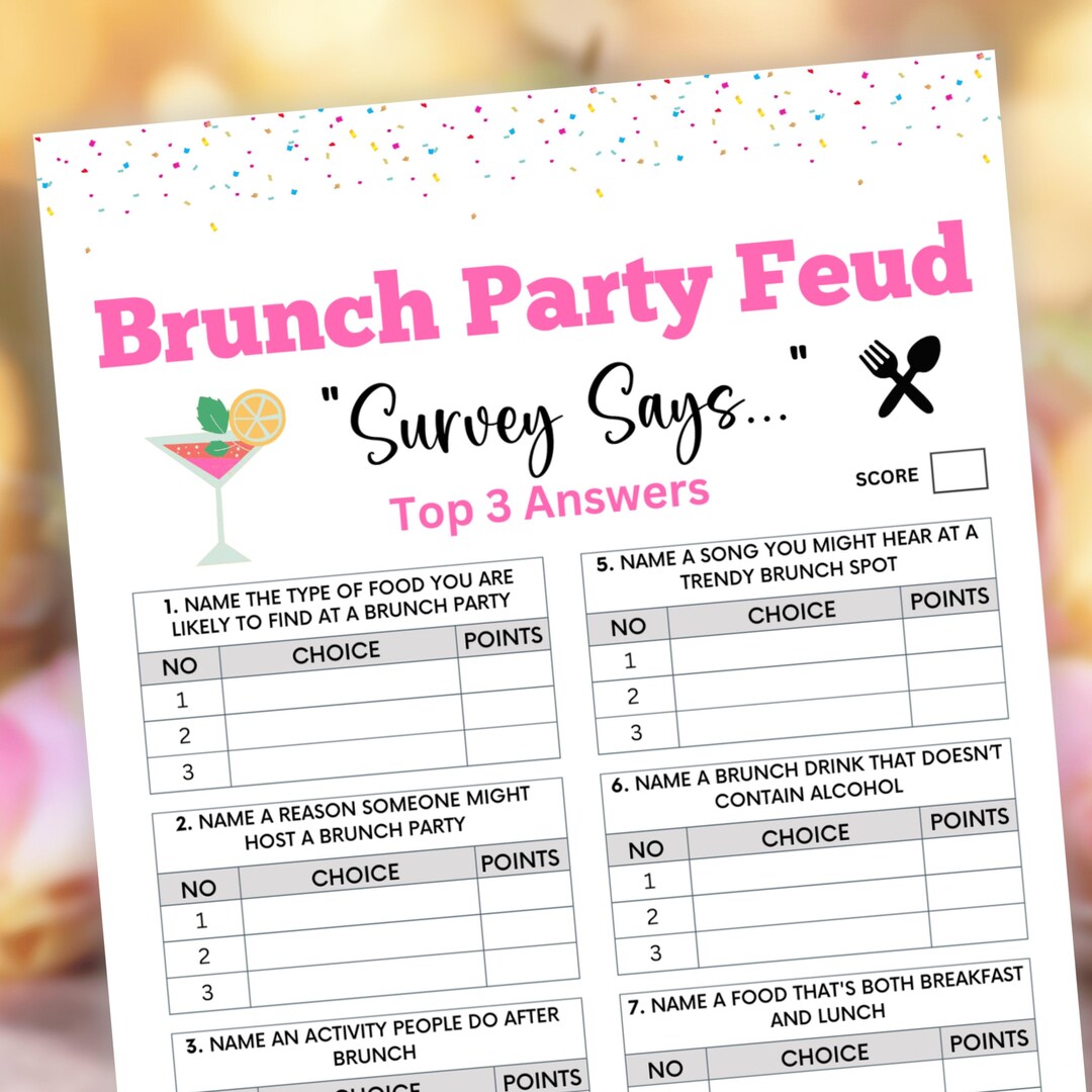 Brunch Party Games, Brunch Family Feud, Brunch Games, Birthday Brunch ...