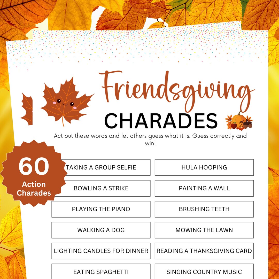 Friendsgiving Games, Friendsgiving Charades, Friendsgiving Party Games ...