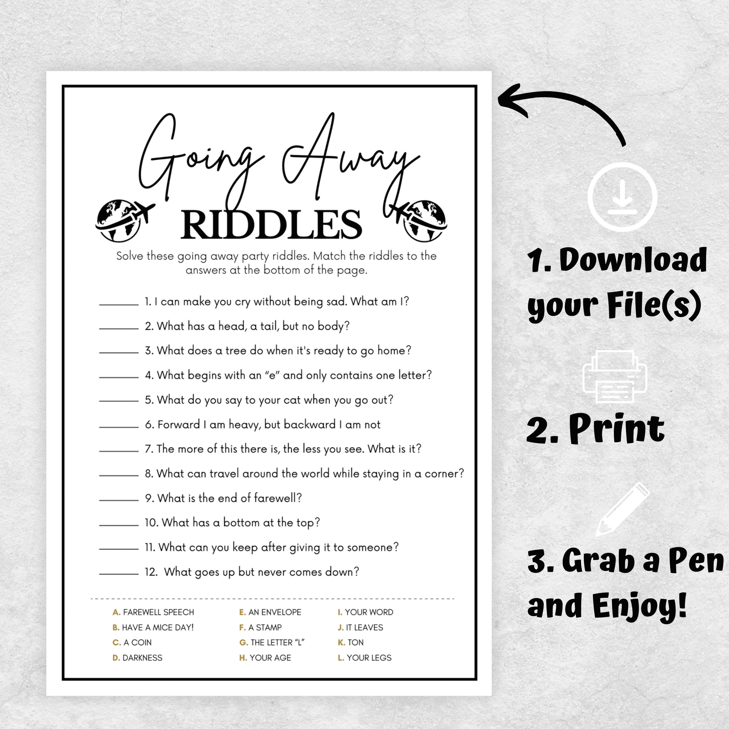 Going Away Party Trivia, Riddles, Going Away Games, Farewell ...