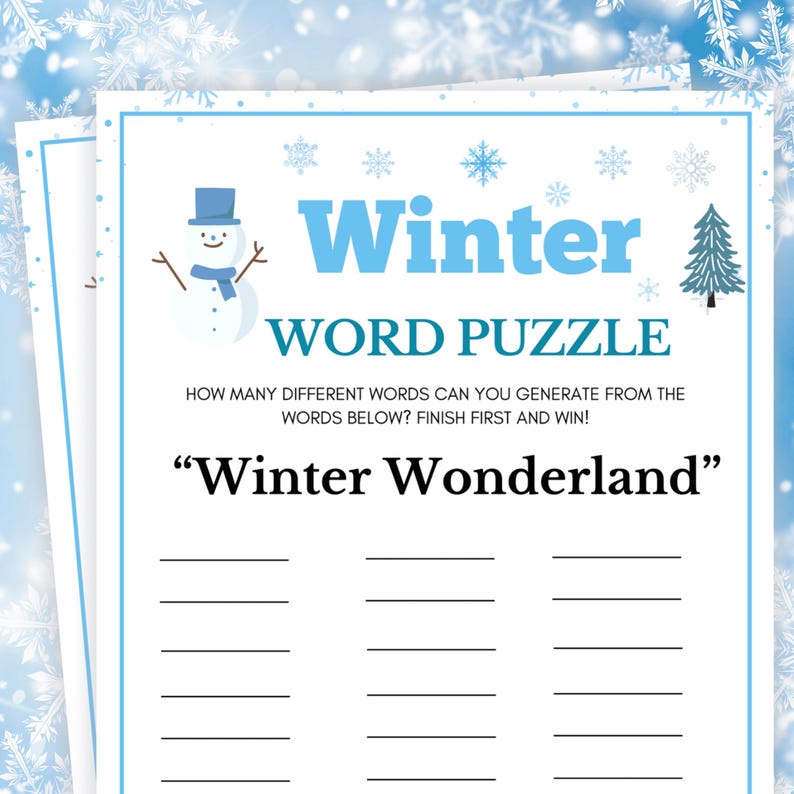 Winter Games, Word Puzzle, Winter Party Games, Winter Game for Kids ...