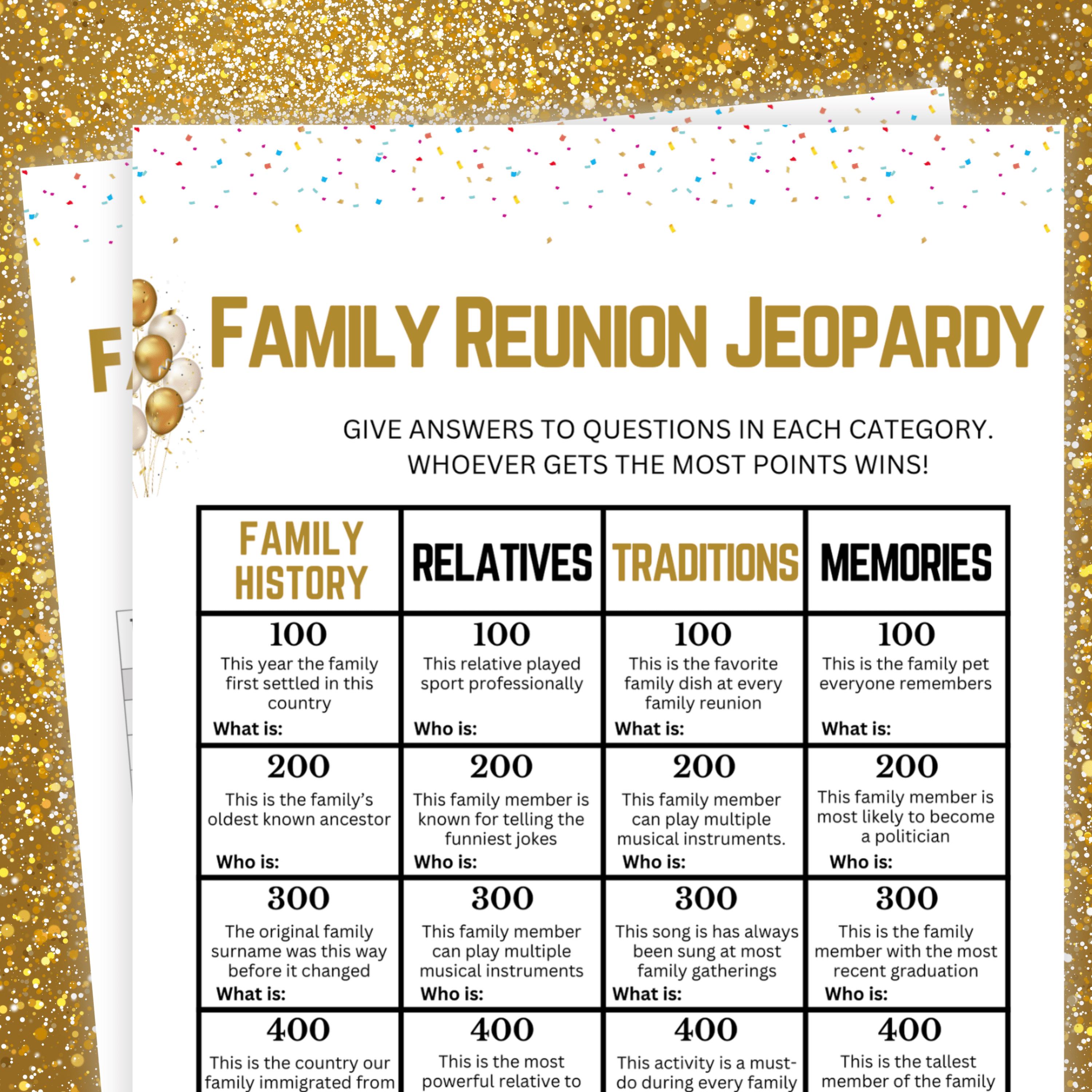 Family Reunion Games, Jeopardy, Family Party Games, Family Games Night ...