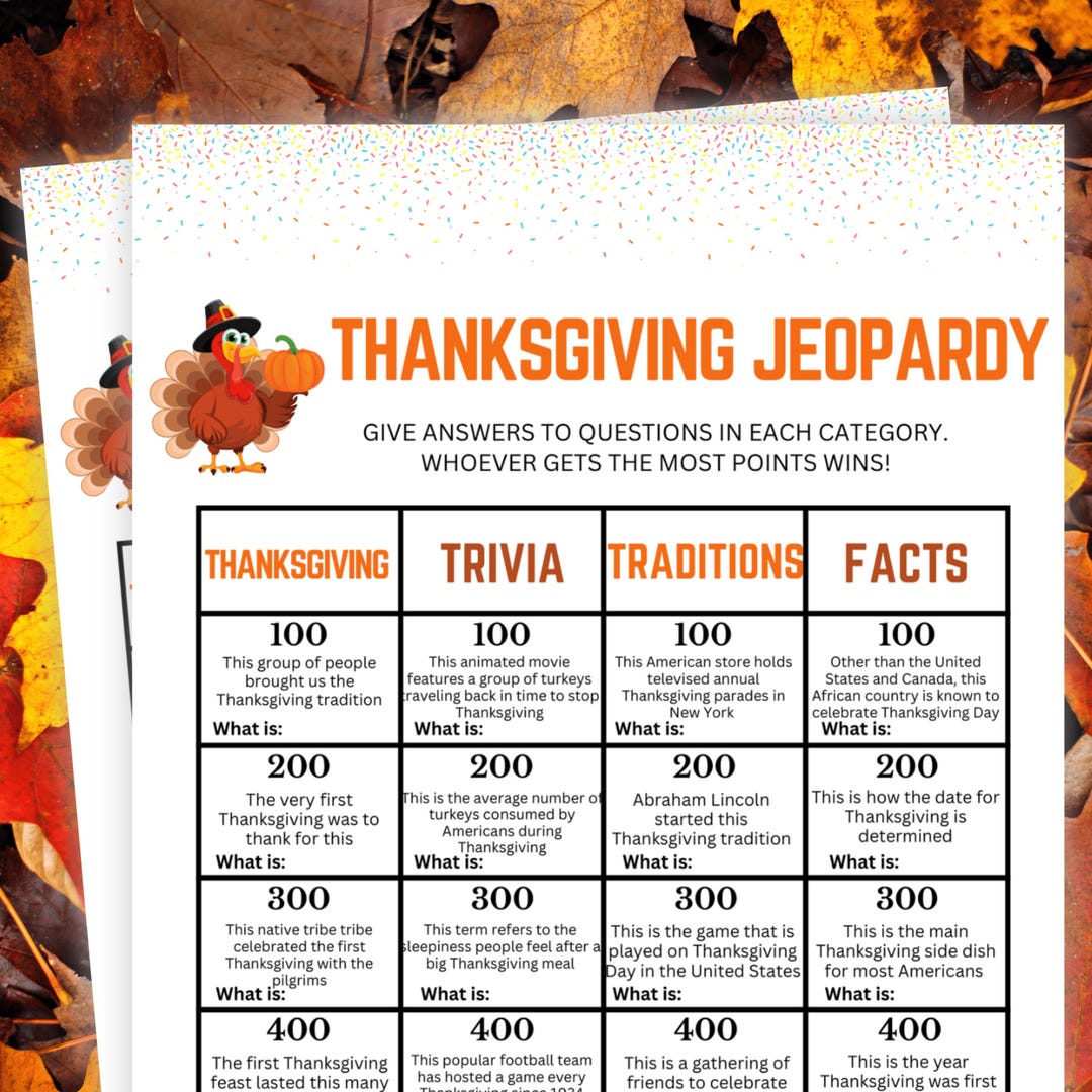 Thanksgiving Games, Jeopardy, Thanksgiving Party Games, Friendsgiving ...