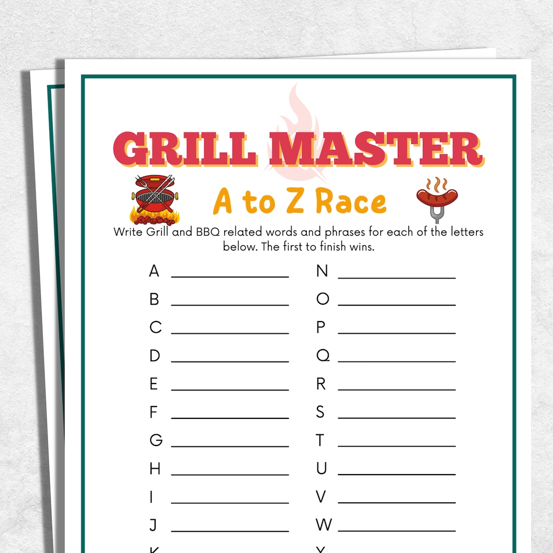 Grill Master Games, Grill Master A to Z Word Race, Barbecue Party Games ...