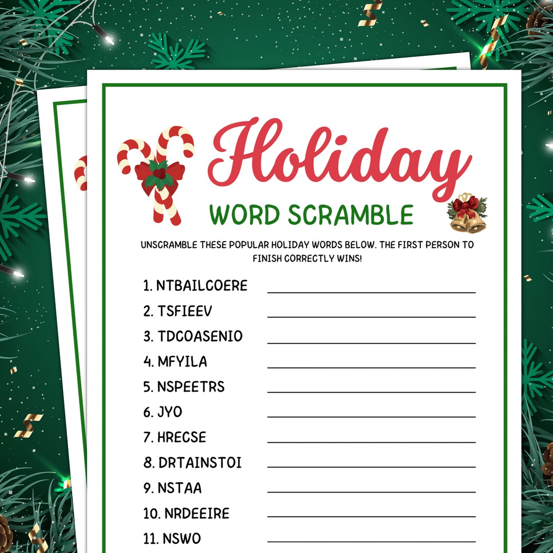Holiday Games, Holiday Word Scramble, Christmas Holiday Party Games ...