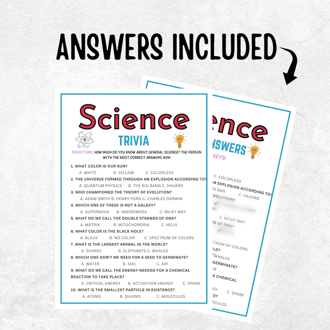 Science Trivia, Science Games for Kids, Science Party Games, Science ...