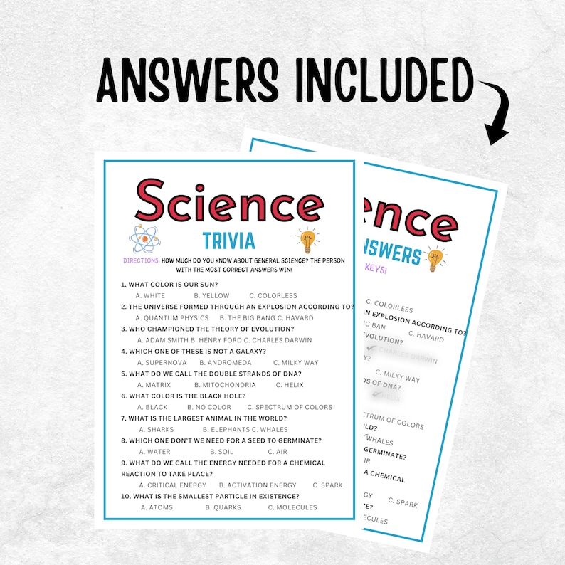 Science Trivia, Science Games for Kids, Science Party Games, Science ...