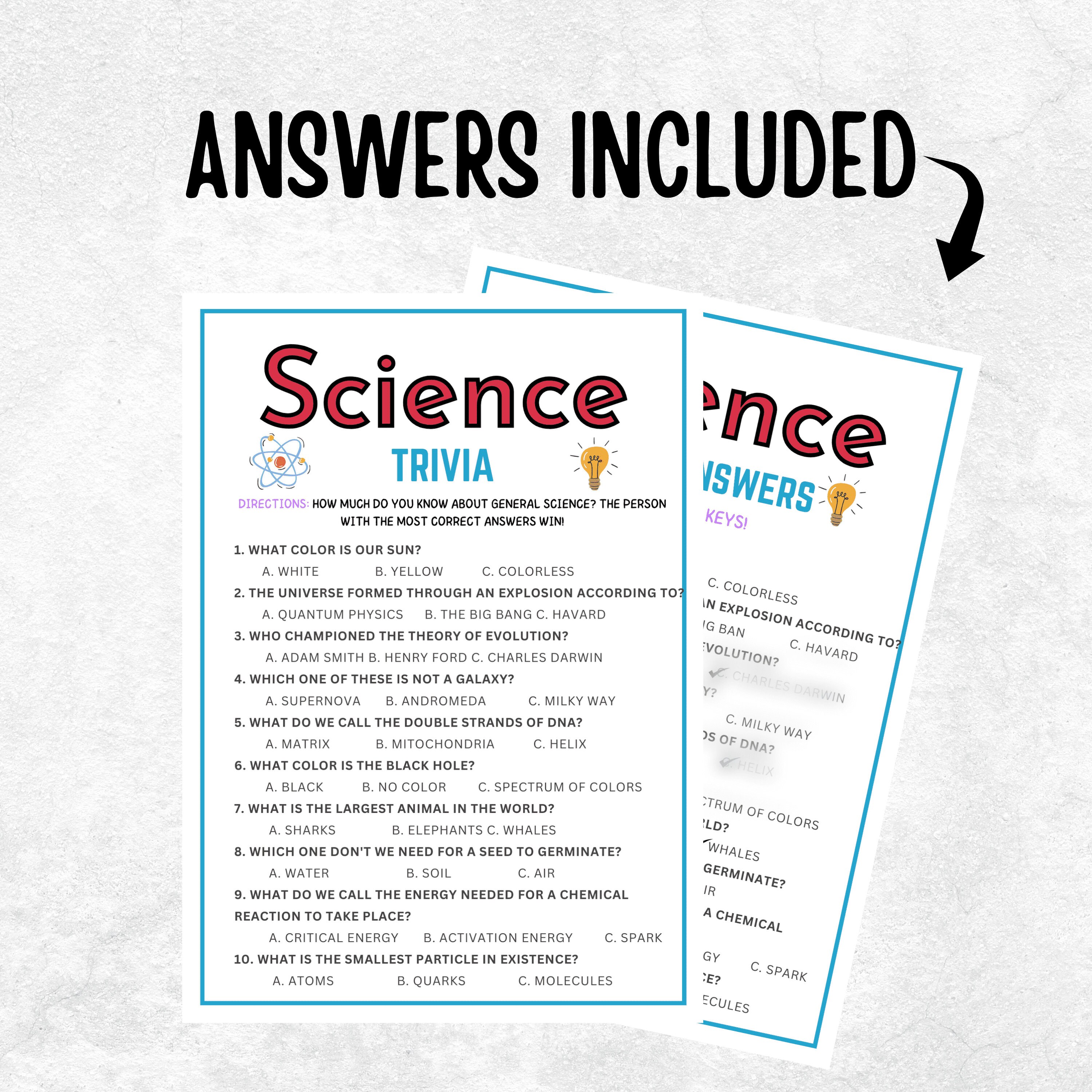Science Trivia, Science Games for Kids, Science Party Games, Science ...