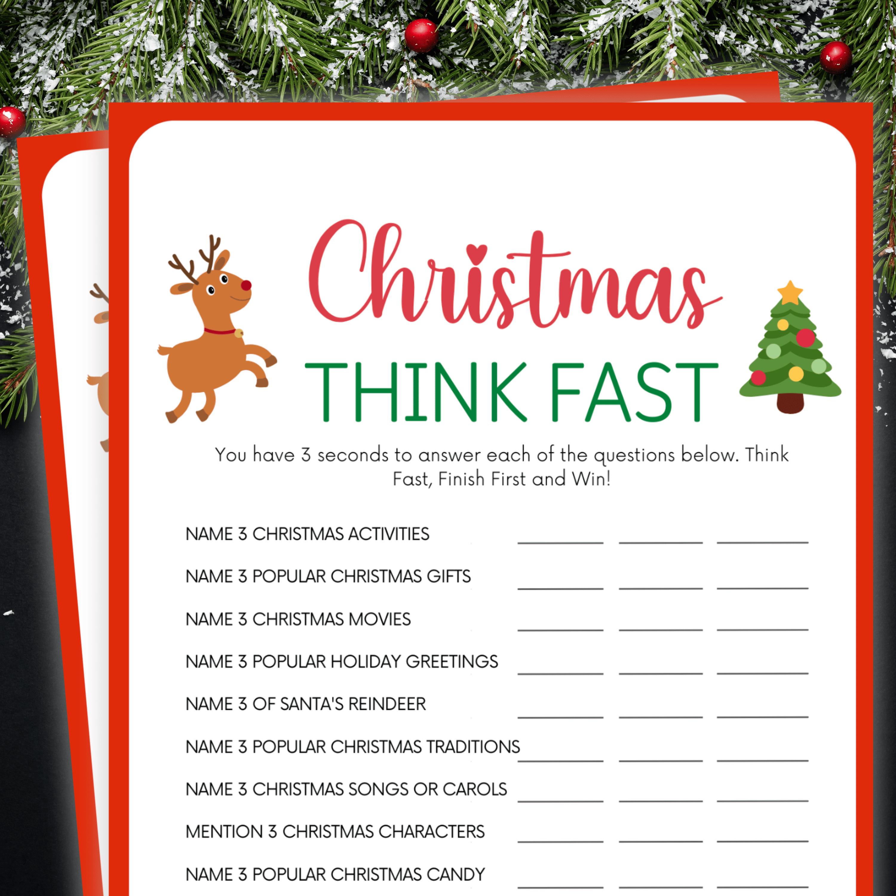 Christmas Games, Think Fast, Christmas Party Games, Christmas Trivia ...
