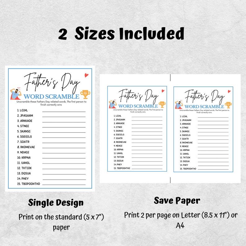 Fathers Day Games, Fathers Day Word Scramble, Fathers Day Party Games ...