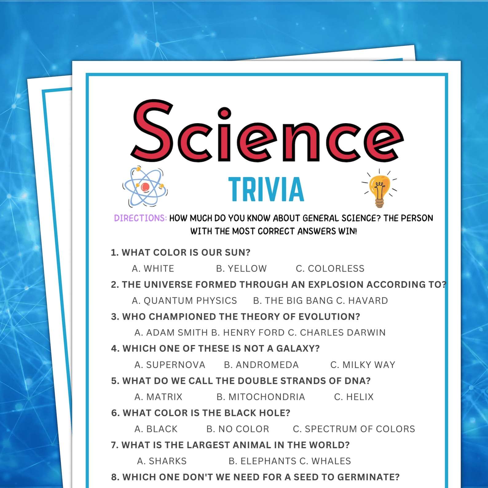 Classroom Games, Science Trivia, Science Games for Kids, Science Party ...