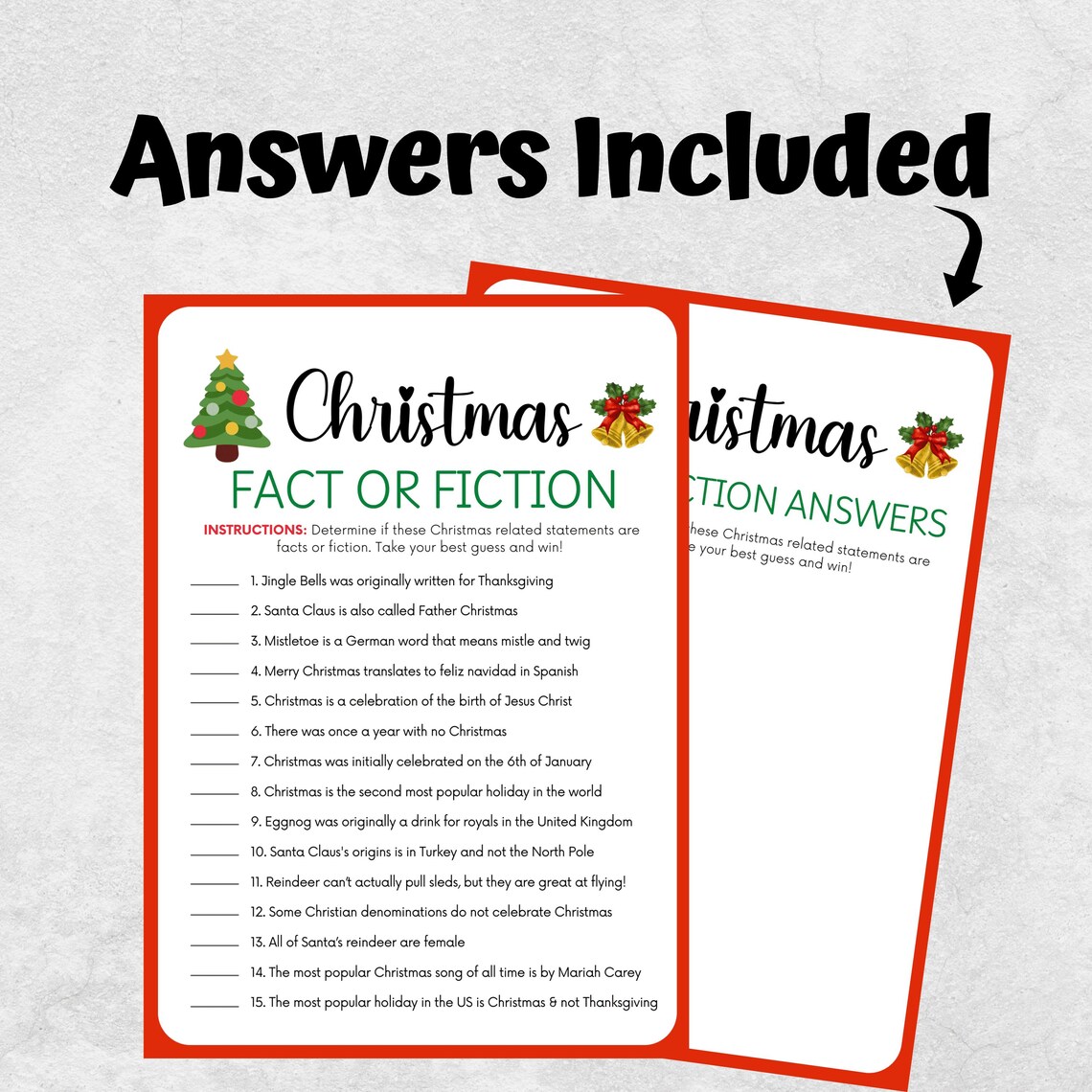 Christmas Games, Fact or Fiction, Christmas Party Games, Holiday Games ...