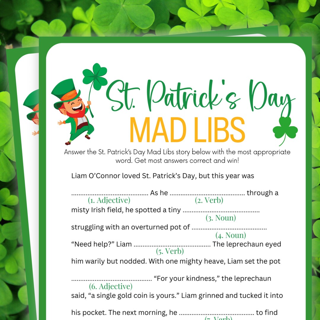 St Patricks Day Mad Libs, St Patricks Day Games, St. Patrick's Day ...