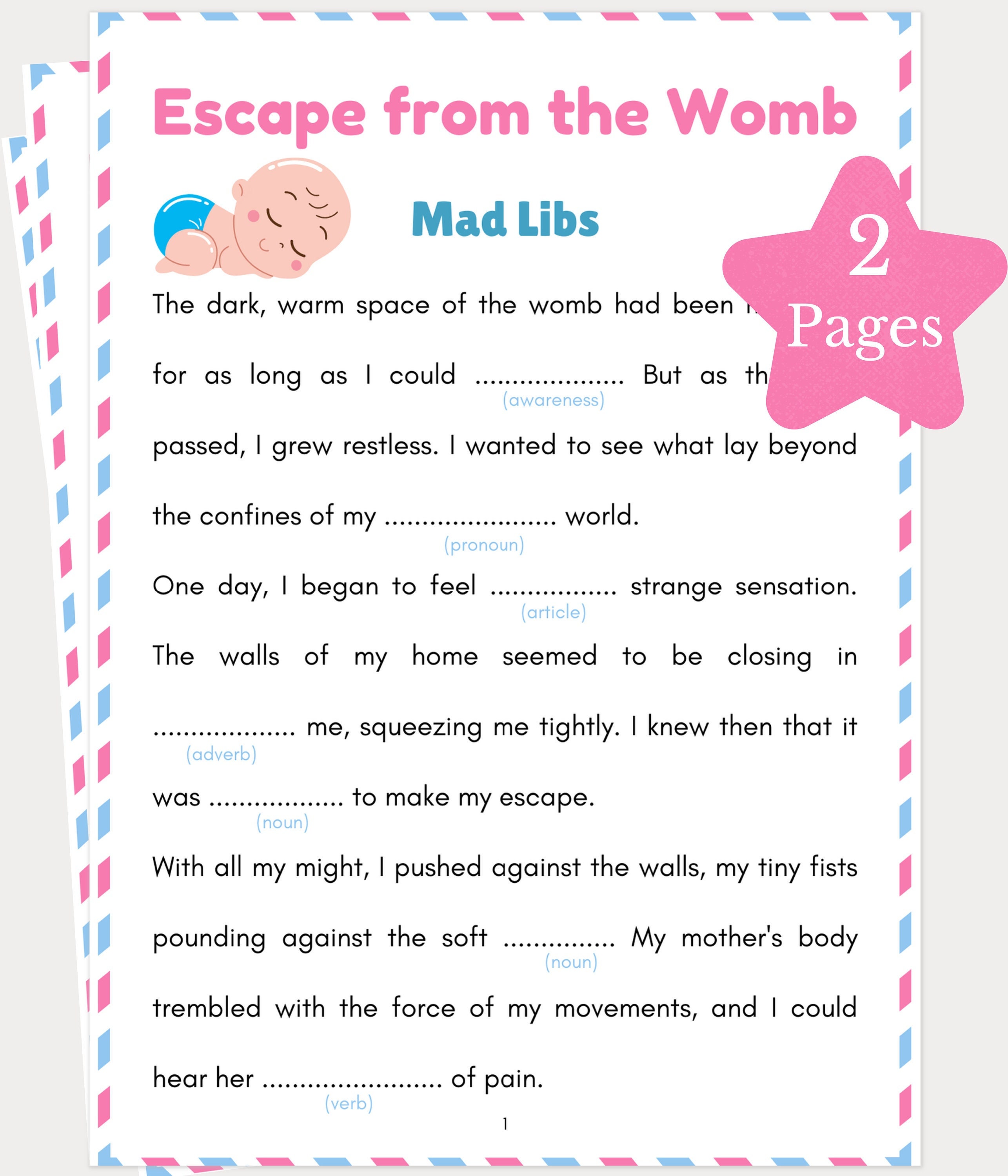 Mad Libs, Baby Shower Games, Baby Shower Mad Libs, Gender Reveal Party ...