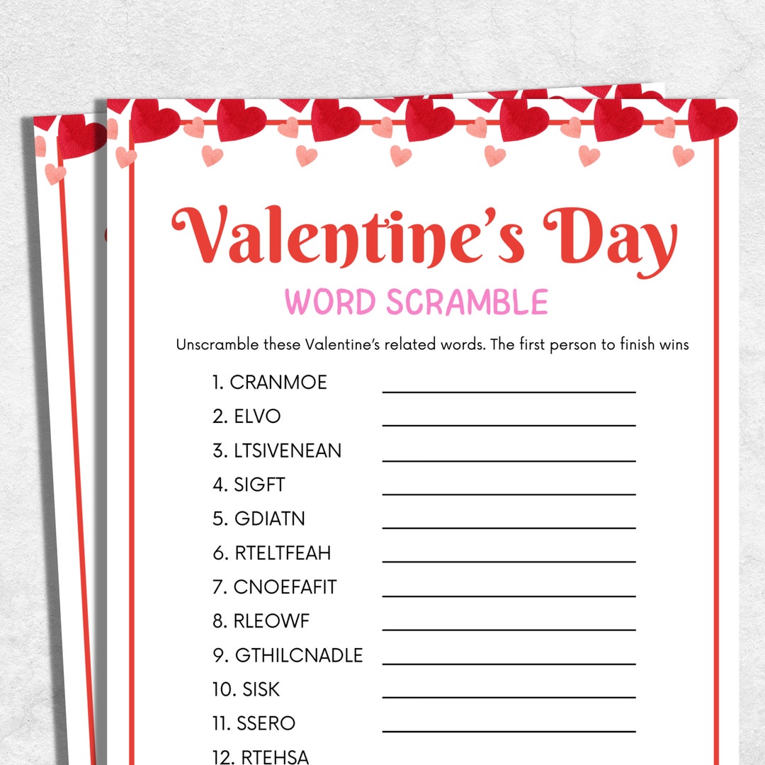 Valentines Day Games, Valentines Word Scramble Game, Love Word Scramble ...