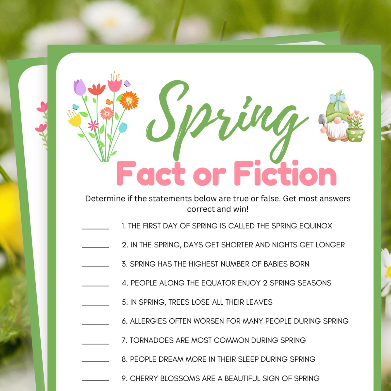 Spring Games, Fact or Fiction, Spring Games for Kids, Spring Party ...
