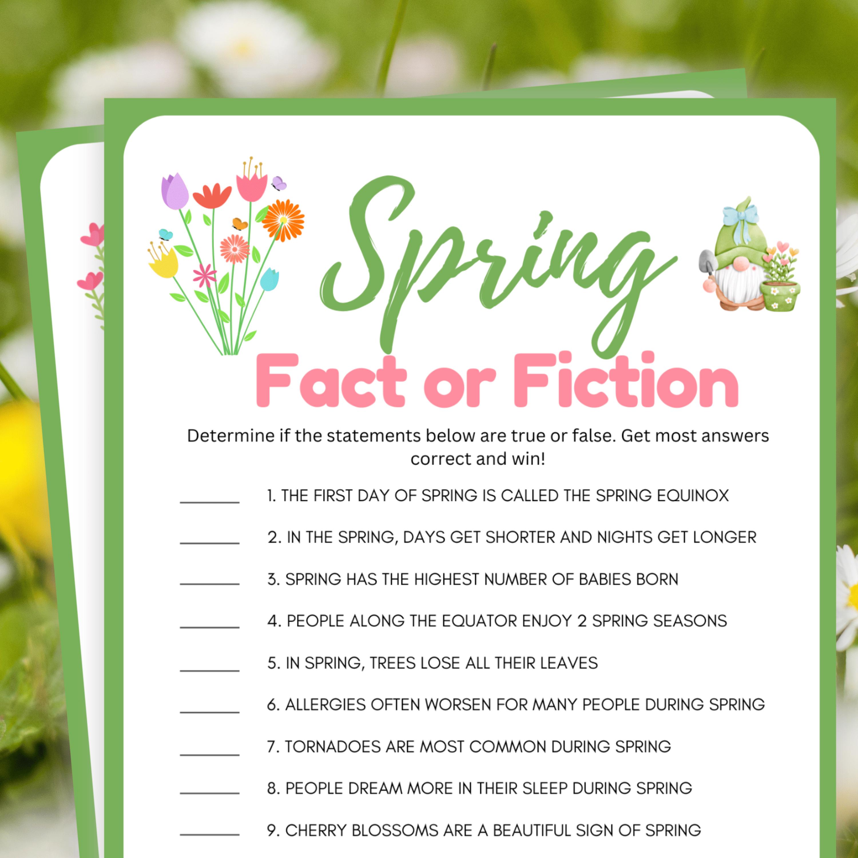 Spring Games, Fact or Fiction, Spring Games for Kids, Spring Party ...